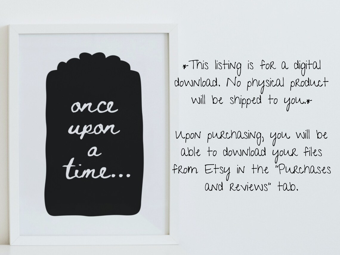 Black and White Once Upon a Time Print Black and White - Etsy