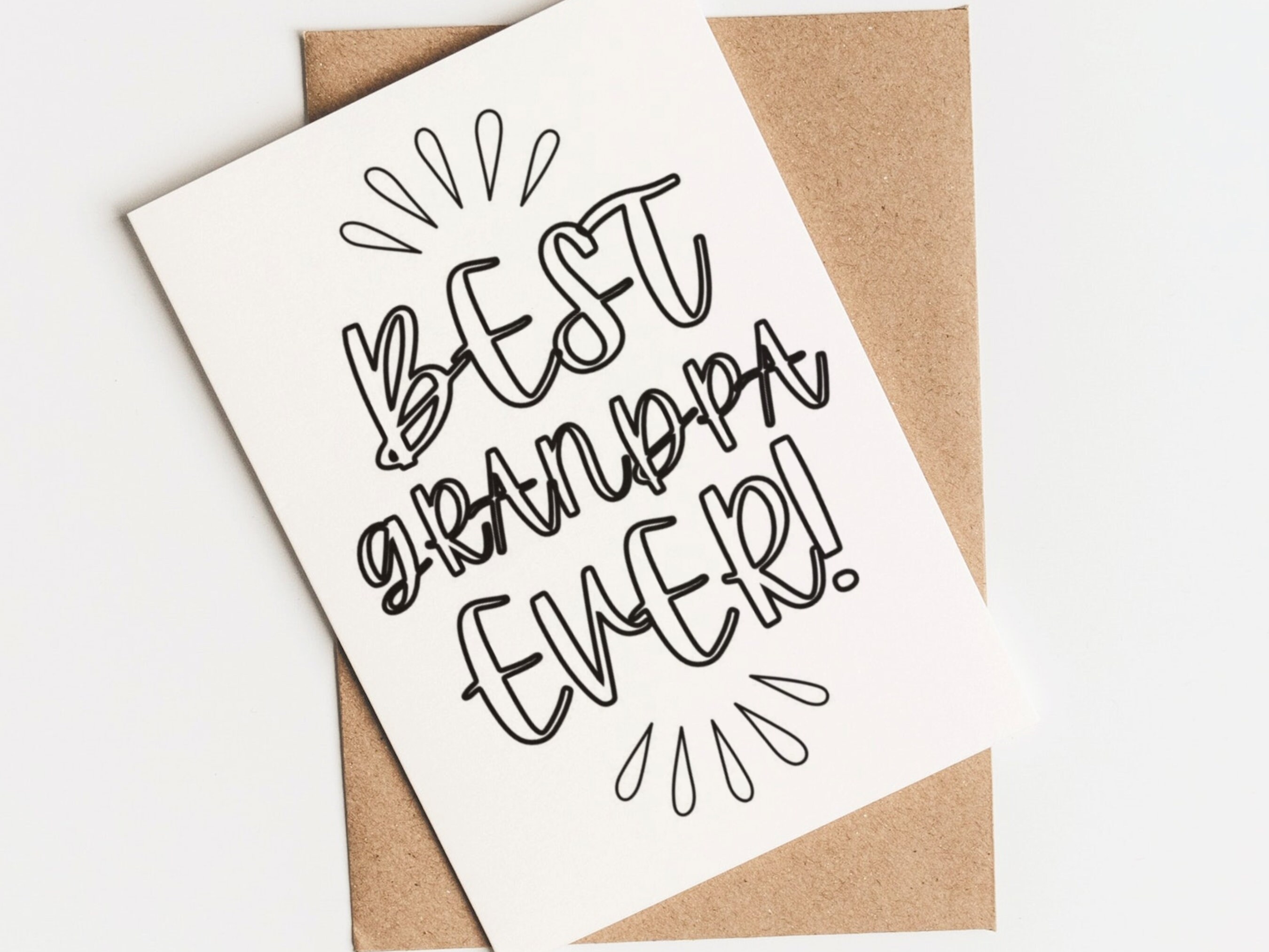 Best Grandpa Ever Coloring Card, Grandpa Father's Day Printable Card ...