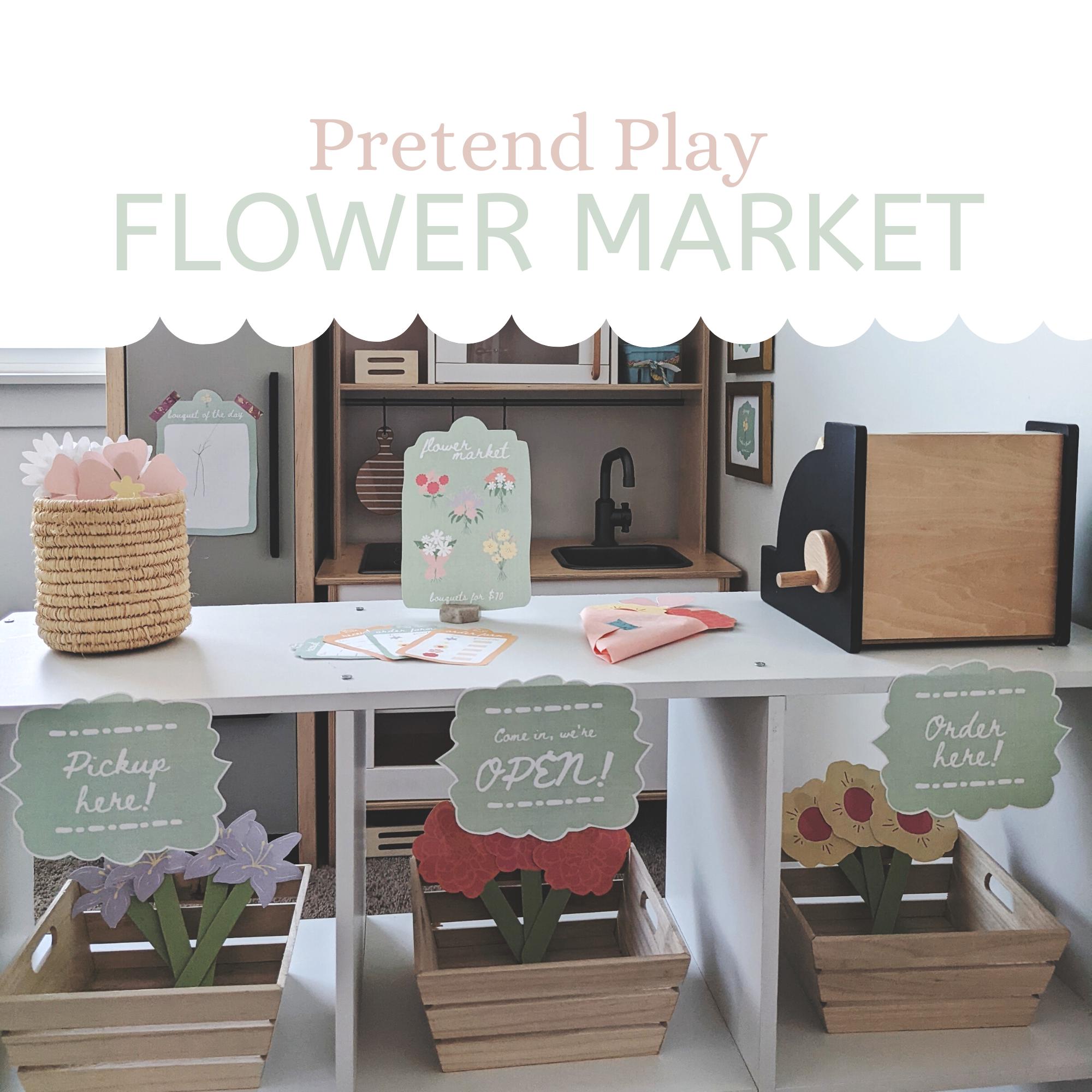Flower Market Pretend Play Set, Flower Market Dramatic Play, Spring ...