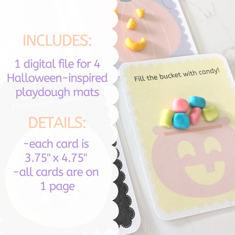 Halloween Playdough Mats, Playdough Mats for Kids, Halloween Dry Erase ...