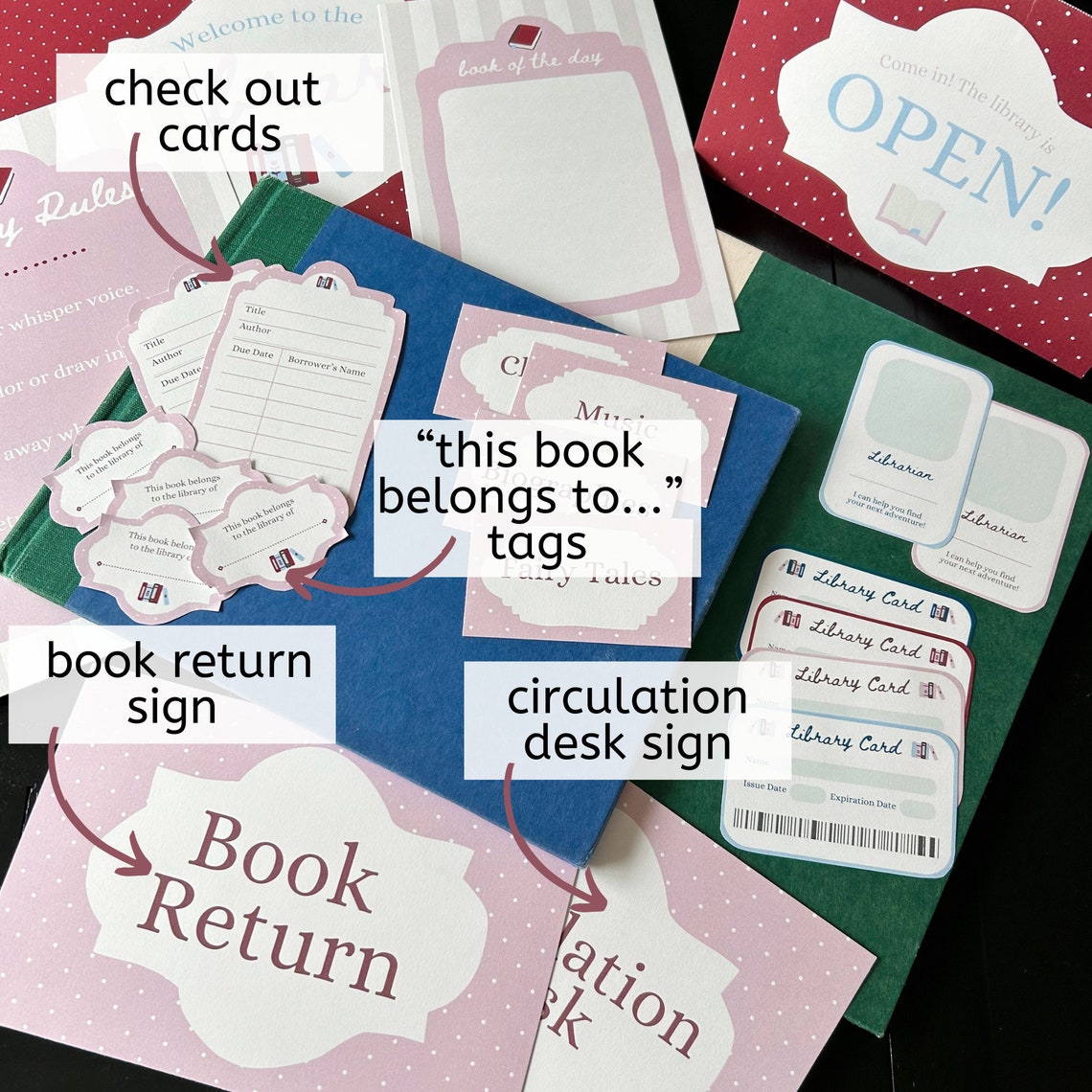 Pretend Play Library, Pretend Library Cards, Dramatic Play Library ...