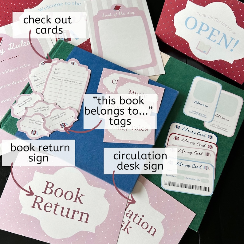 Pretend Play Library, Pretend Library Cards, Dramatic Play Library ...