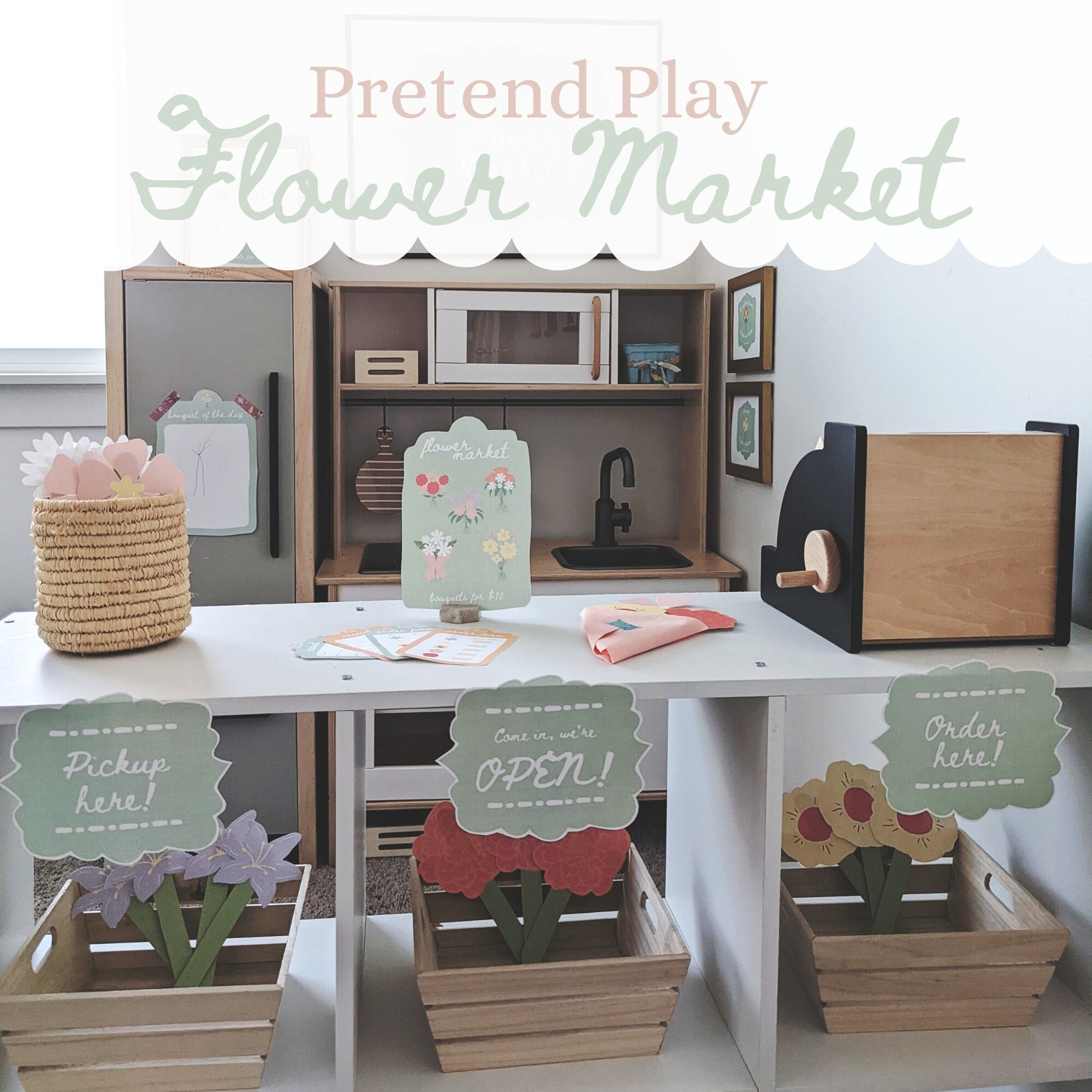 Flower Market Pretend Play Set, Flower Market Dramatic Play, Spring ...