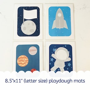 Space Playdough Mats, Pretend Play Astronaut Play Dough Mats, Planet ...