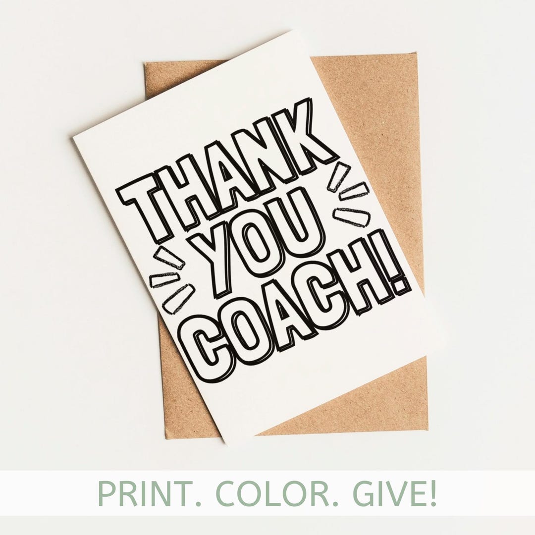 Thank You Coach Coloring Card, Coloring Page for Coach, Coach Thank You ...