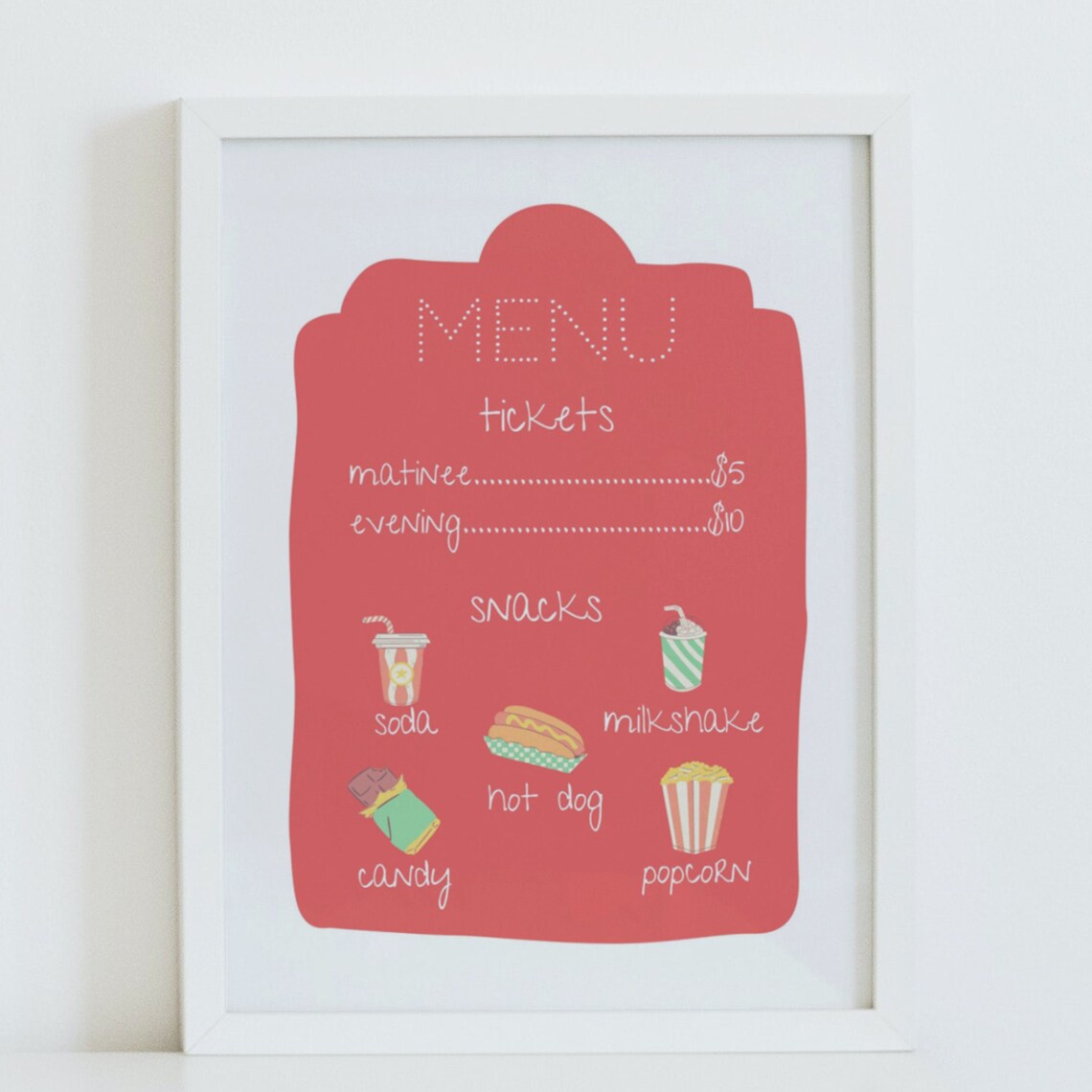 Pretend Play Movie Theater Menu, Pretend Movie Theater Menu, Movie ...