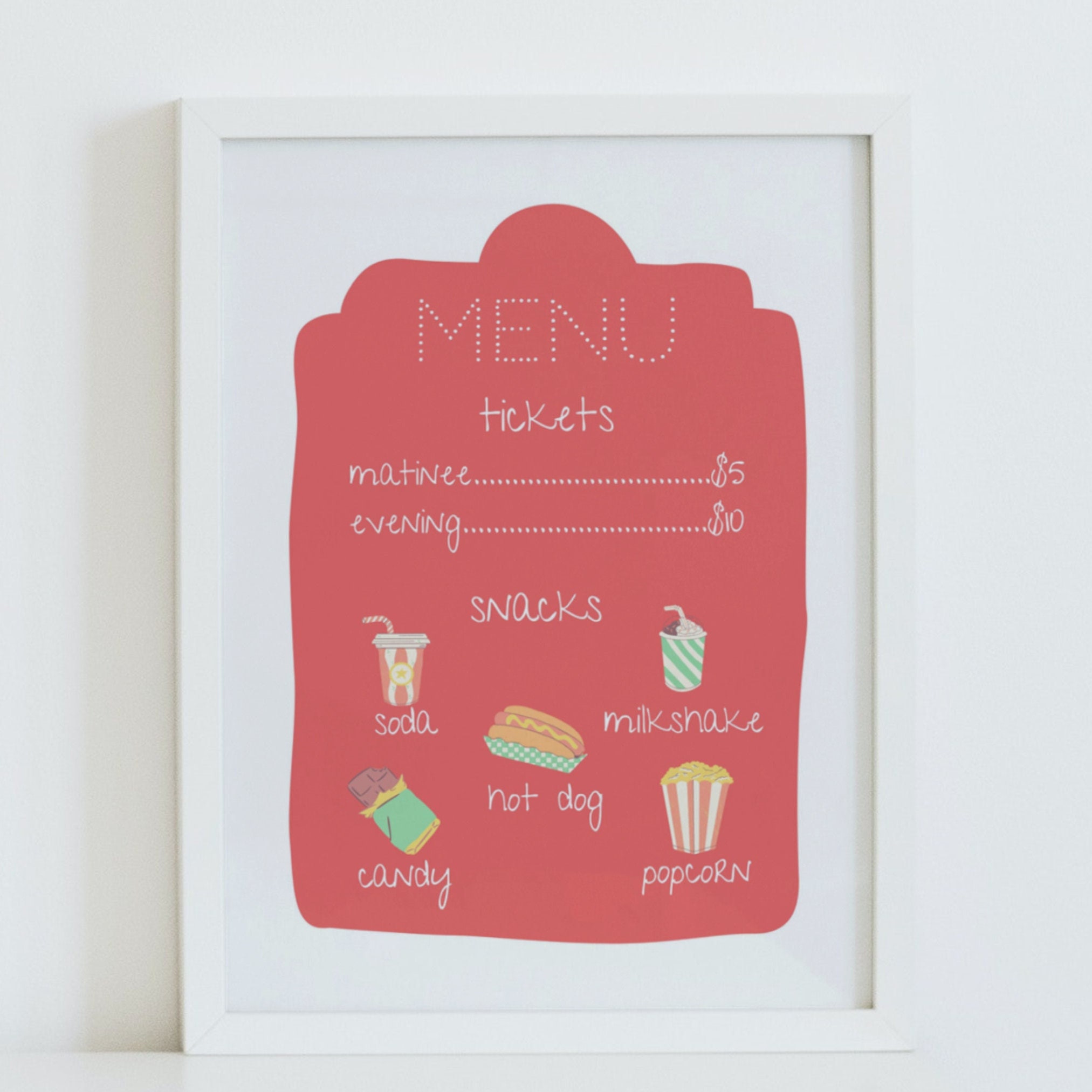 Pretend Play Movie Theater Menu, Pretend Movie Theater Menu, Movie ...