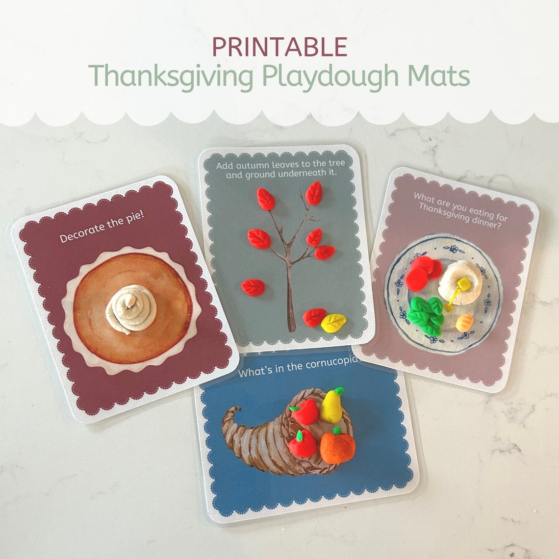 Thanksgiving Playdough Mats, Playdough Mats for Kids, Pretend Play ...