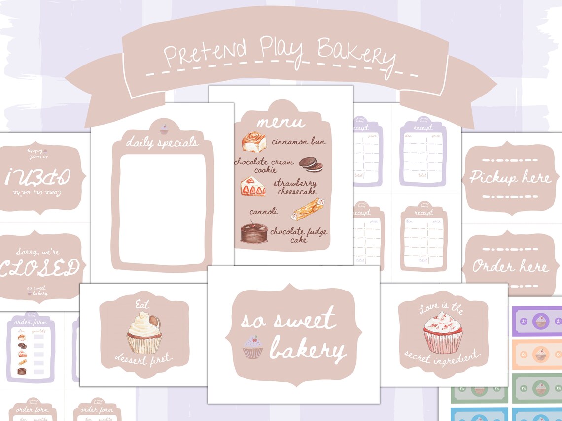 Bakery Pretend Play Set Bakery Dramatic Play Restaurant - Etsy