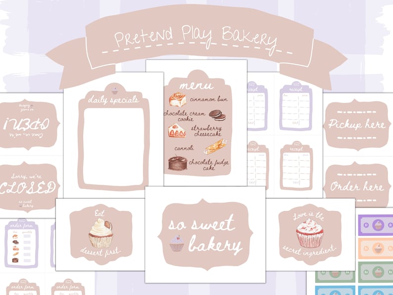 Bakery Pretend Play Set Bakery Dramatic Play Restaurant - Etsy