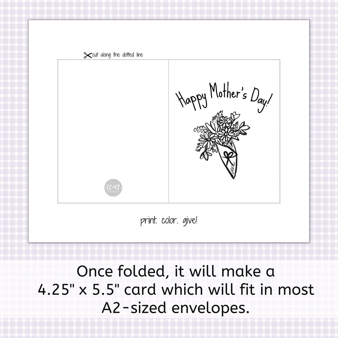 Happy Mother's Day Coloring Card, Mother's Day Printable Card, Mother's ...