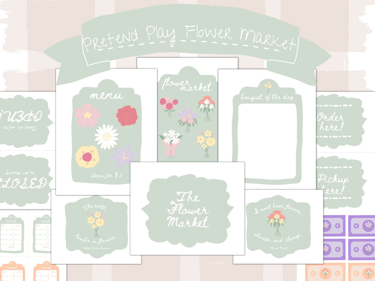 Flower Market Pretend Play Set Flower Market Dramatic Play - Etsy