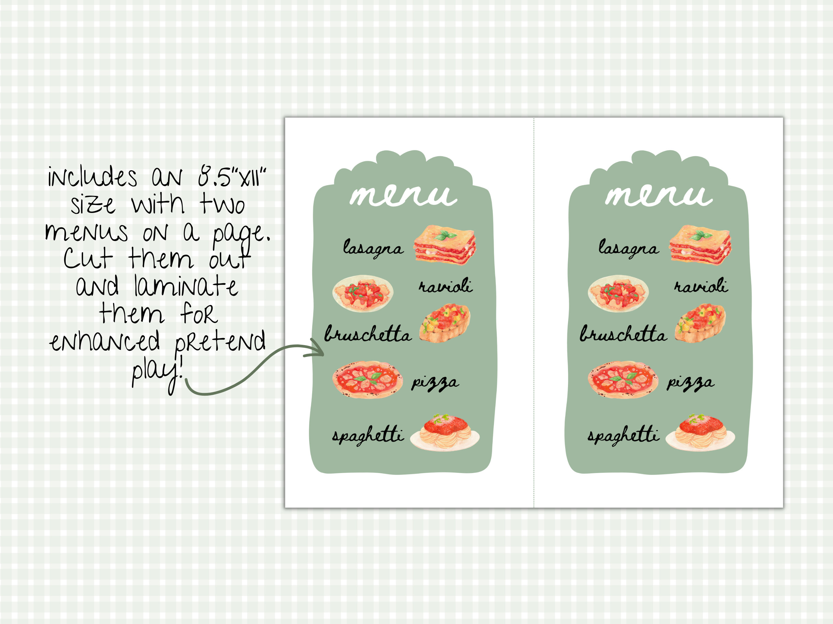 Pretend Play Italian Restaurant Menu, Dramatic Play Menu, Pretend Play ...