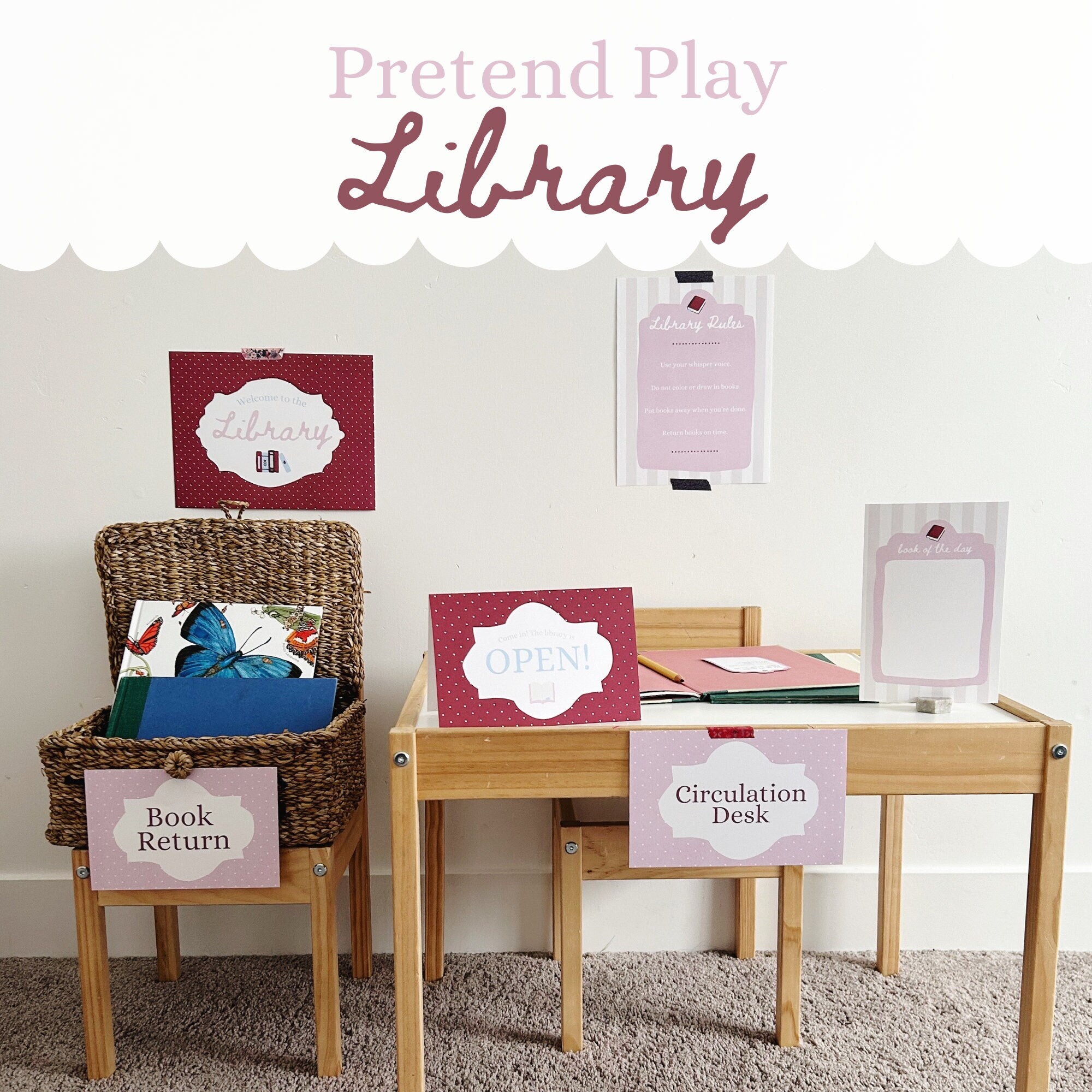 Pretend Play Library, Pretend Library Cards, Dramatic Play Library ...