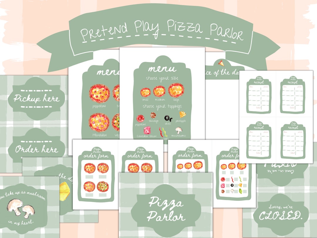Pizza Parlor Pretend Play Set Pizza Shop Pretend Play - Etsy