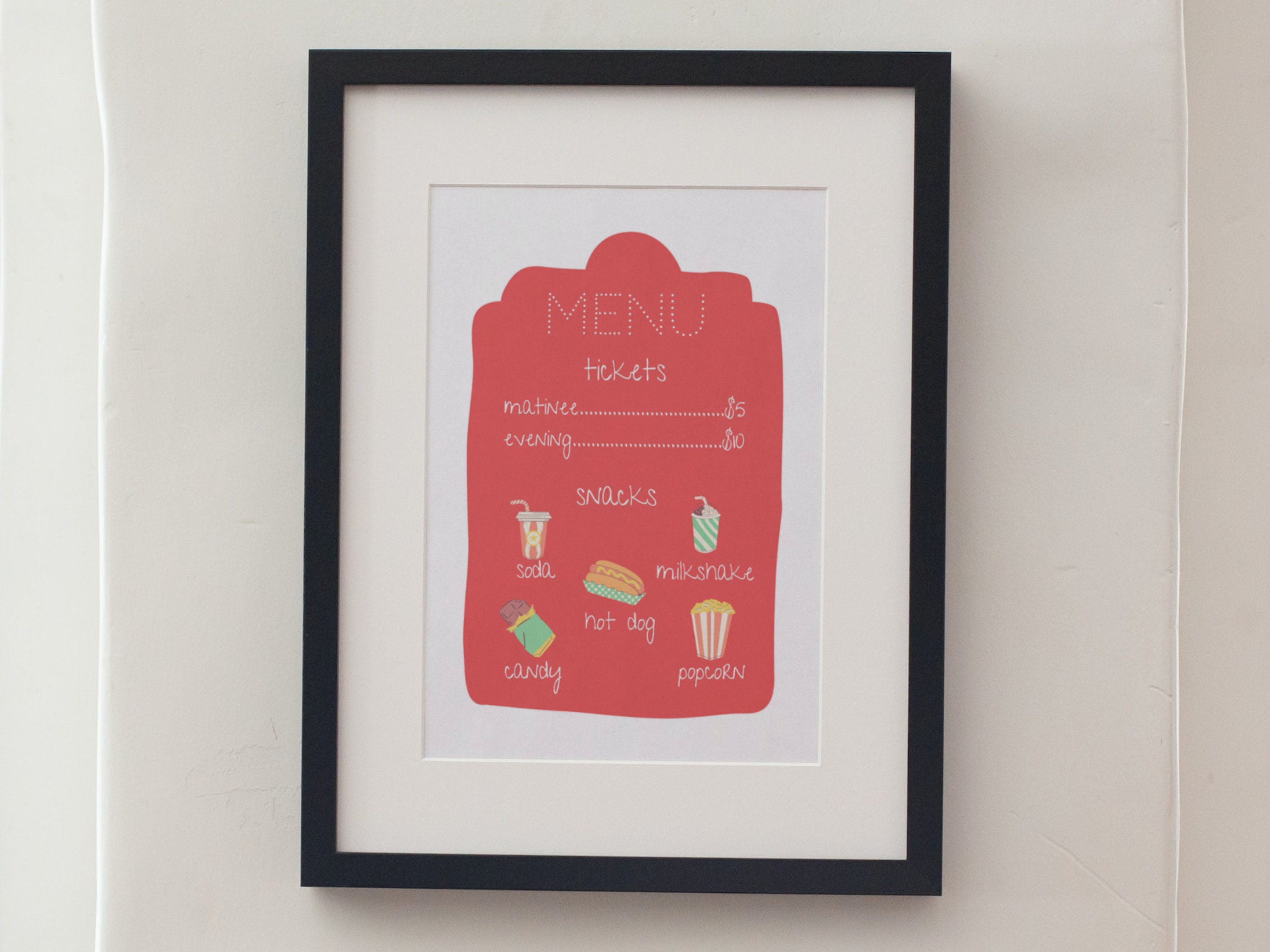 Pretend Play Movie Theater Menu, Pretend Movie Theater Menu, Movie ...