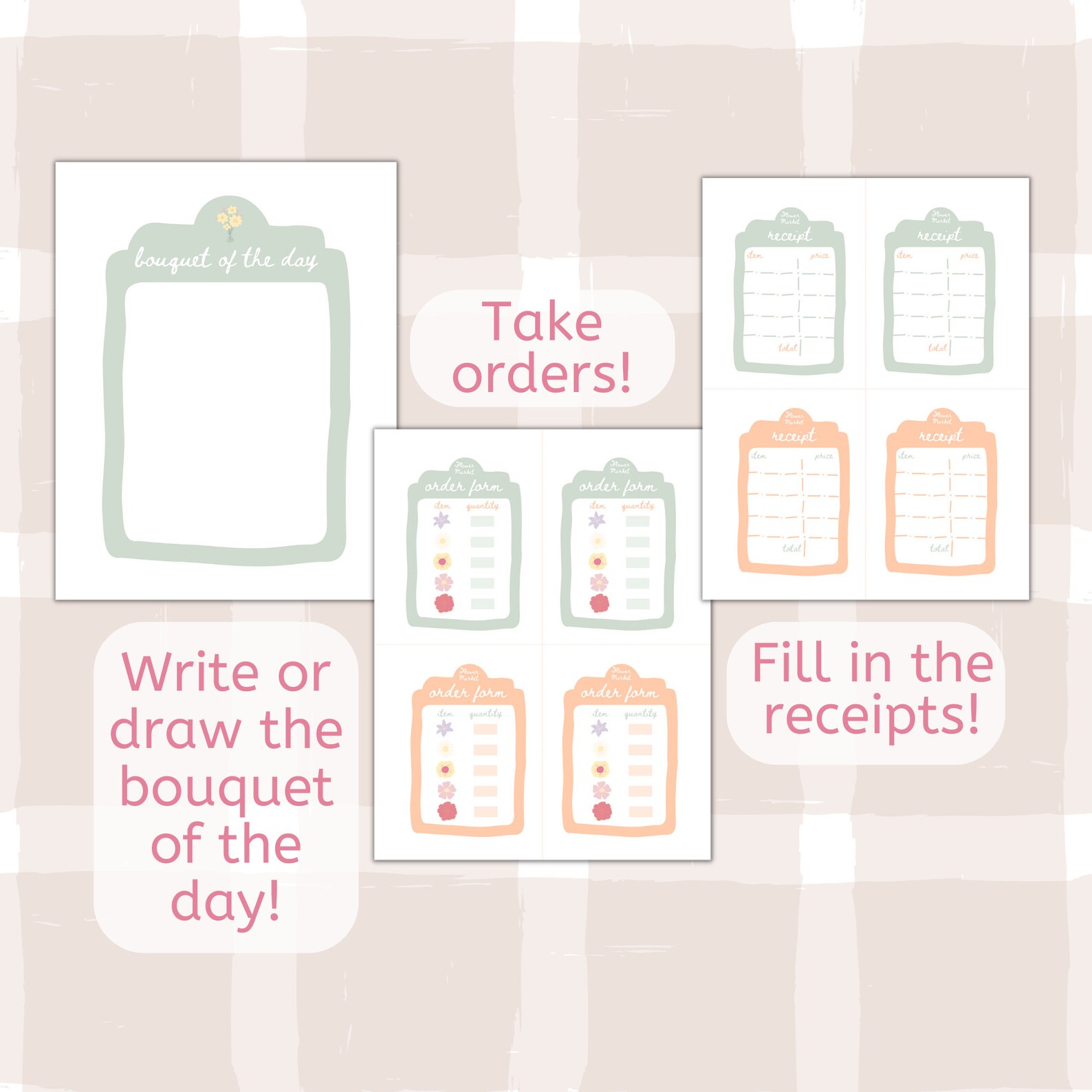 Flower Market Pretend Play Set, Flower Market Dramatic Play, Spring ...