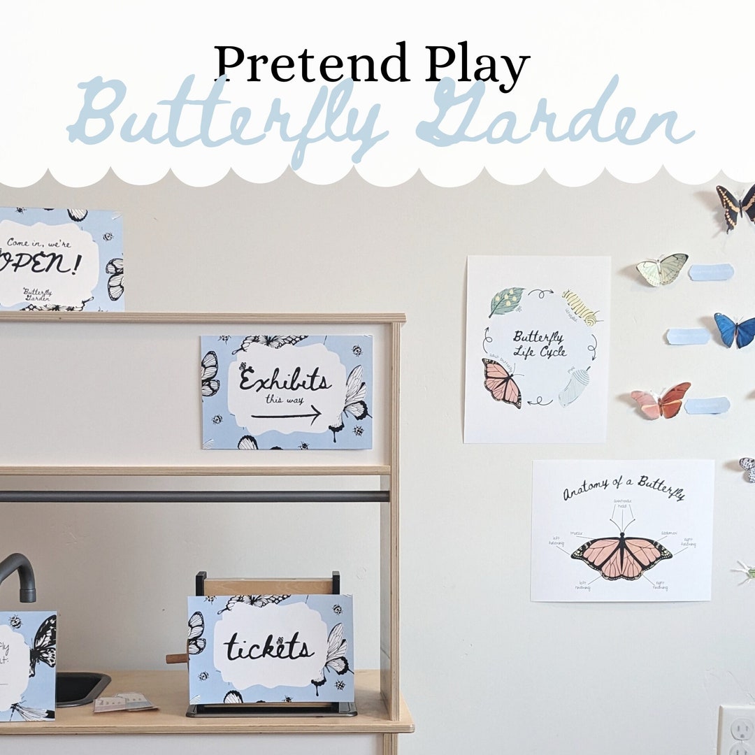Butterfly Garden Pretend Play Set, Printable Butterfly Garden, Dramatic ...