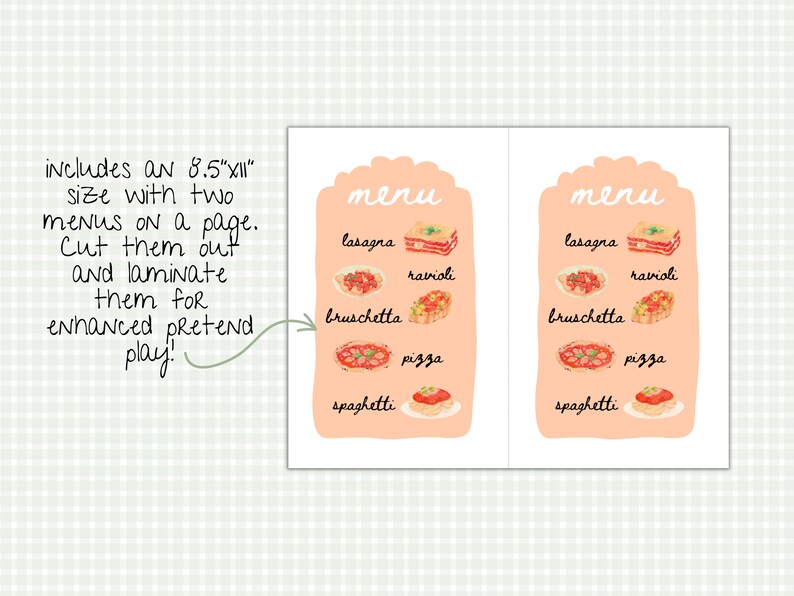 Pretend Play Italian Restaurant Menu, Dramatic Play Menu, Pretend Play ...