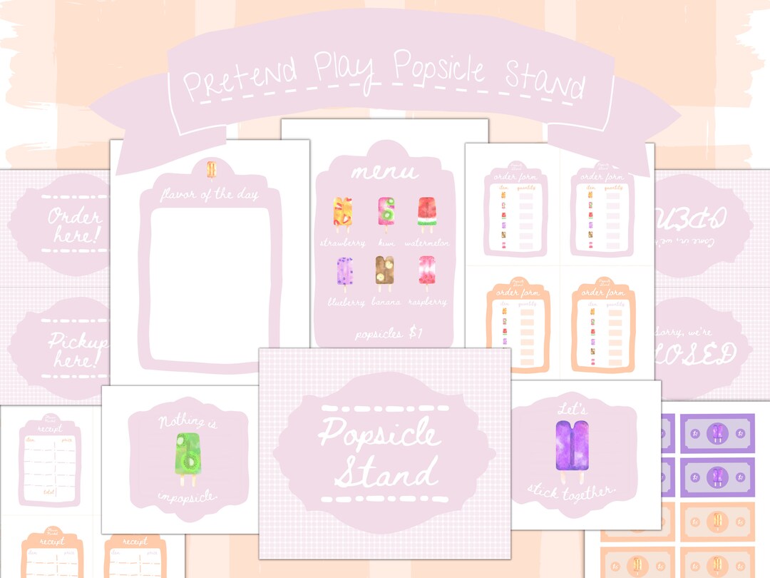 Popsicle Stand Pretend Play Set Popsicle Stand Dramatic Play - Etsy