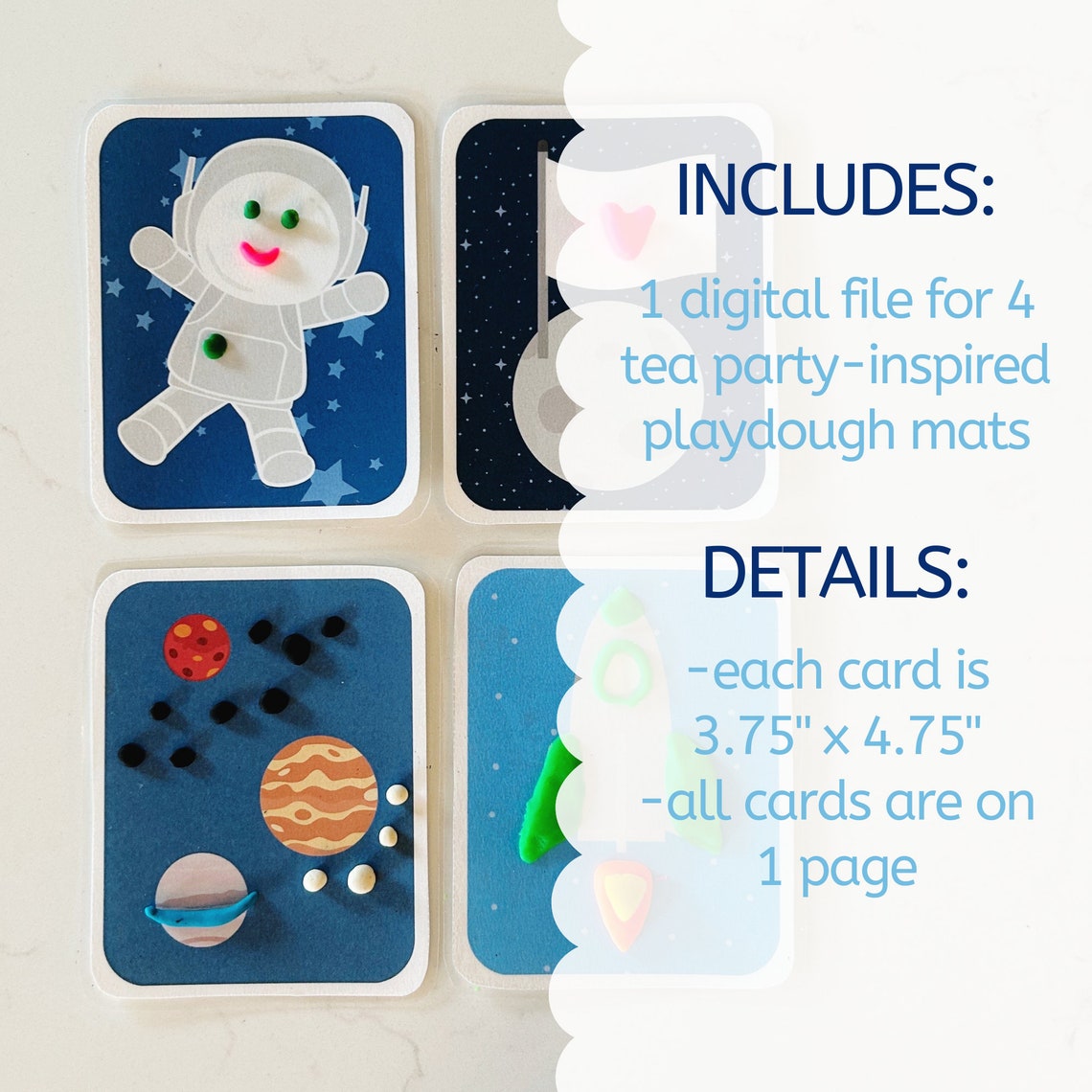Space Playdough Mats, Pretend Play Astronaut Play Dough Mats, Planet ...