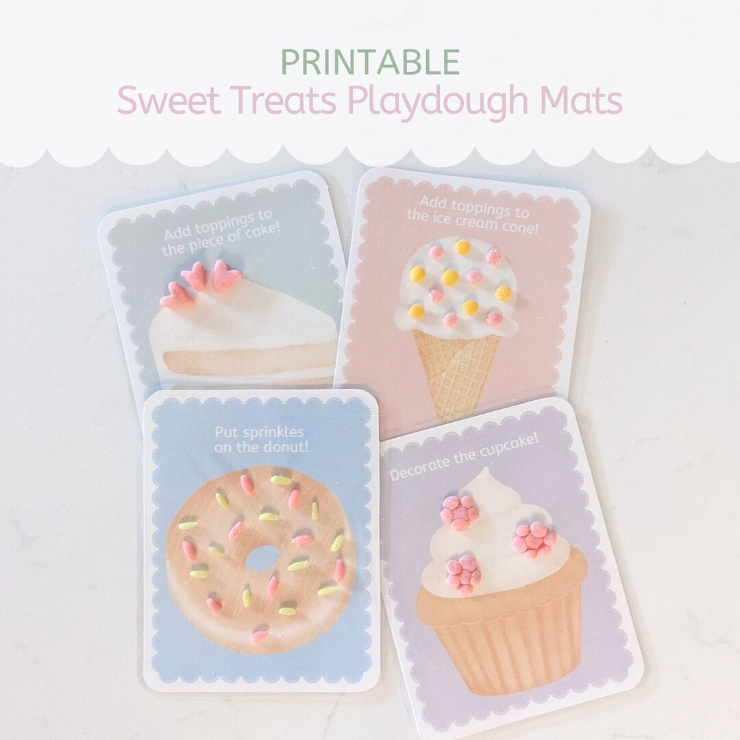 Sweet Treats Playdough Mats, Playdough Mats for Kids, Pretend Play ...