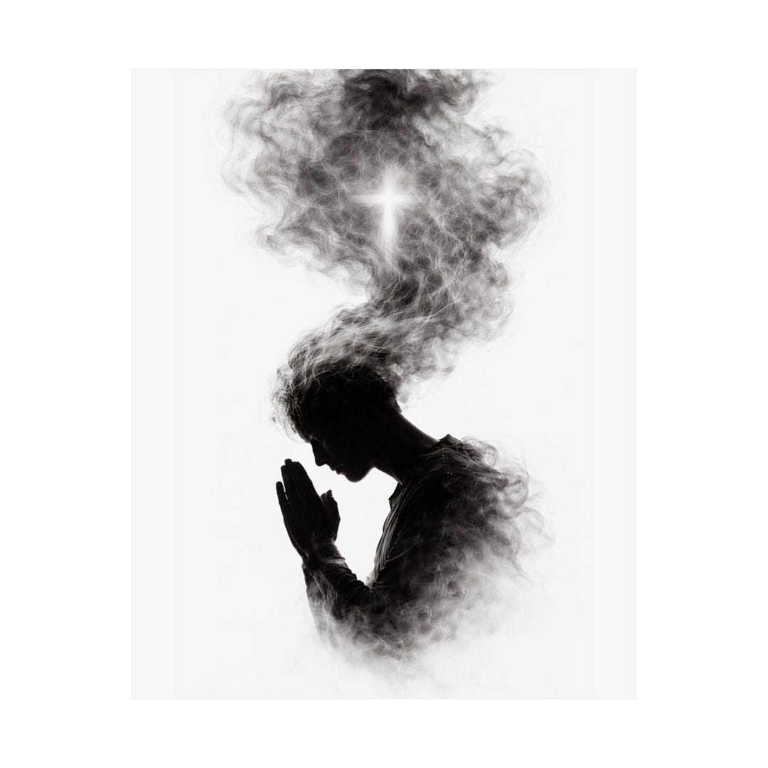 Minimalist Black White Prayer Art Print - Reflective Spiritual Wall ...