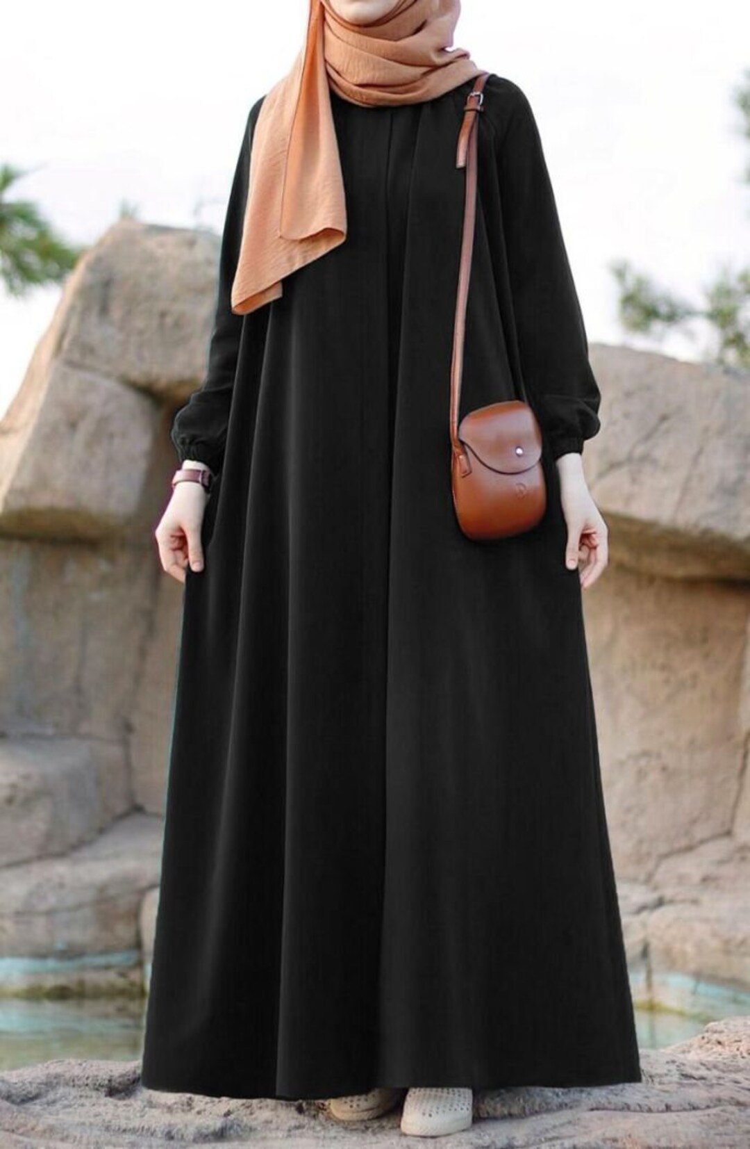 Hasane Abaya Dress Blue Modern Abaya Maxi Dress in Western Style Solid ...