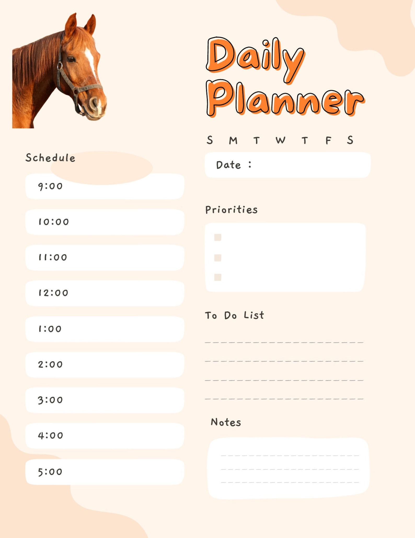 Horse Daily Planner - Instant Download - Etsy