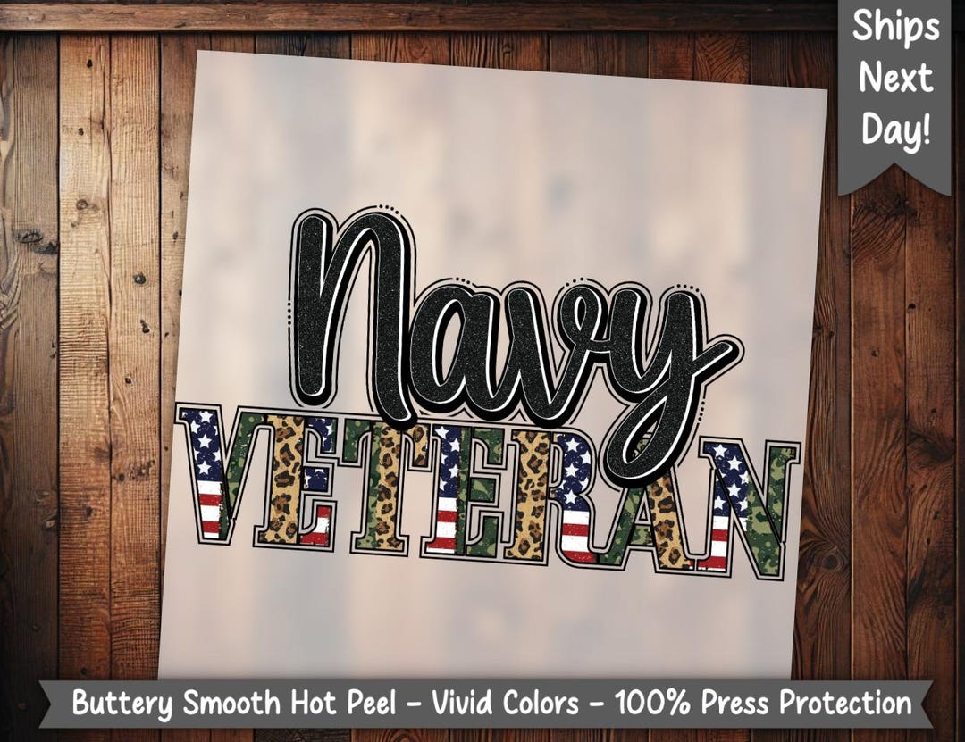 Navy Veteran Camo Leopard American Flag Heat Transfer, Patriotic ...