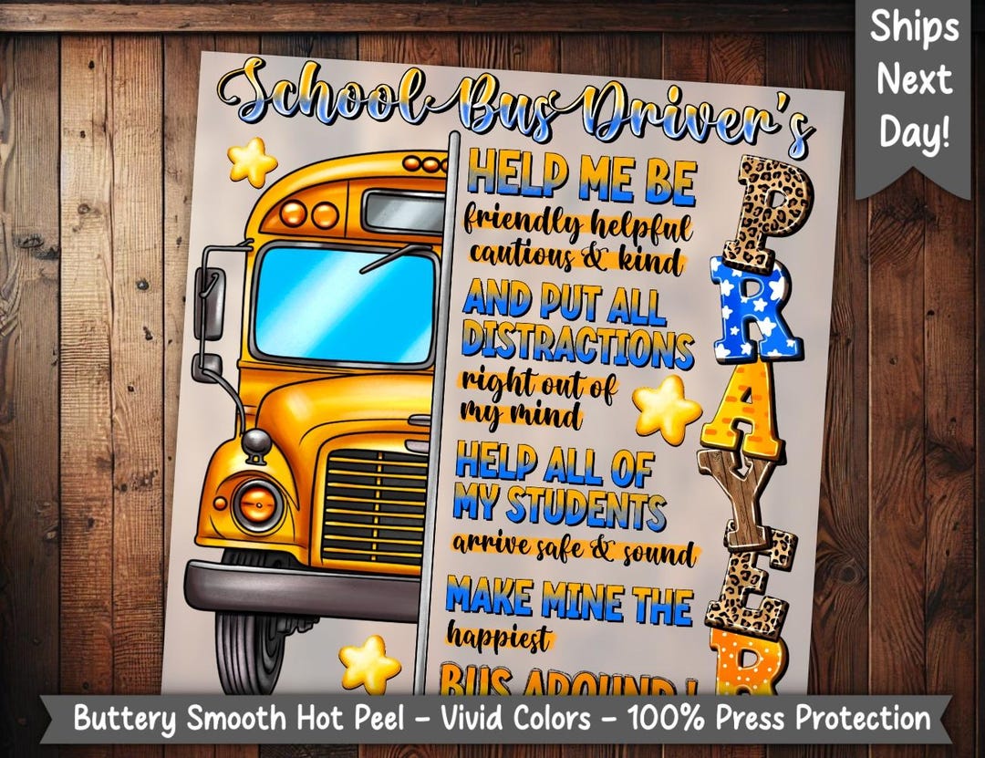 School Bus Driver Prayer Heat Transfer DTF Ready to Press Design - Etsy