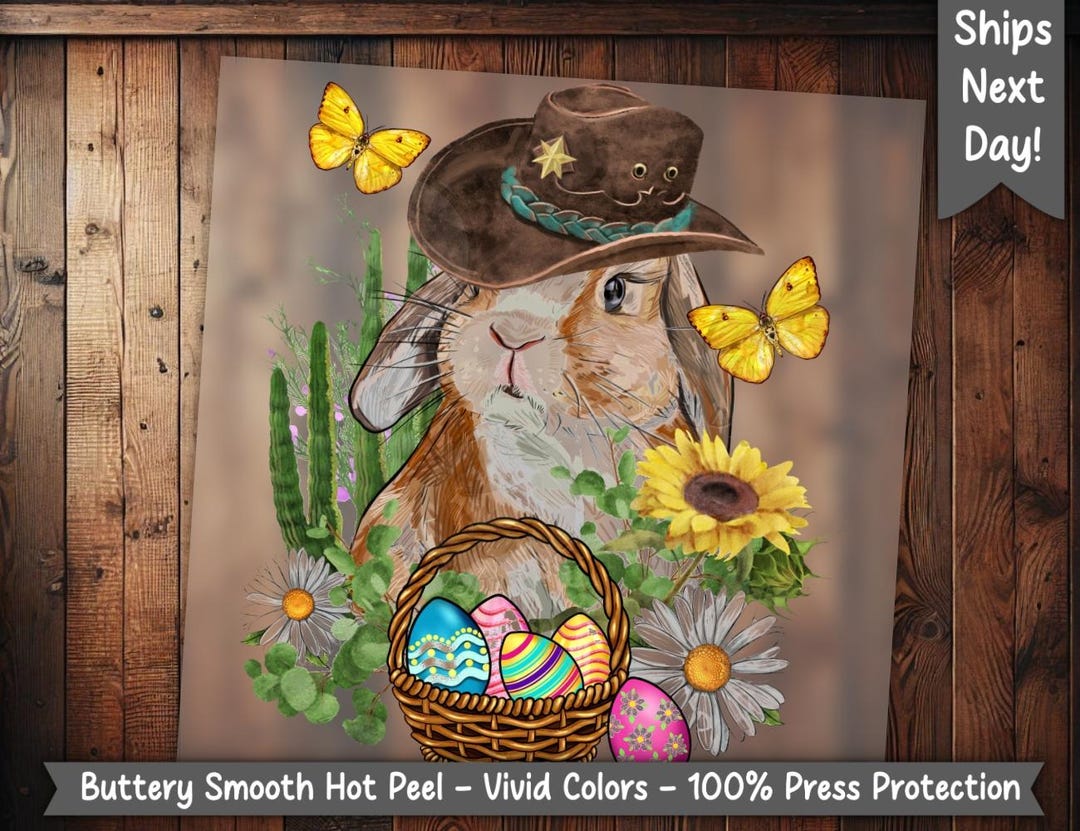 Western Rabbit Easter DTF Transfer Easter Bunny and Egg Designs Ready ...