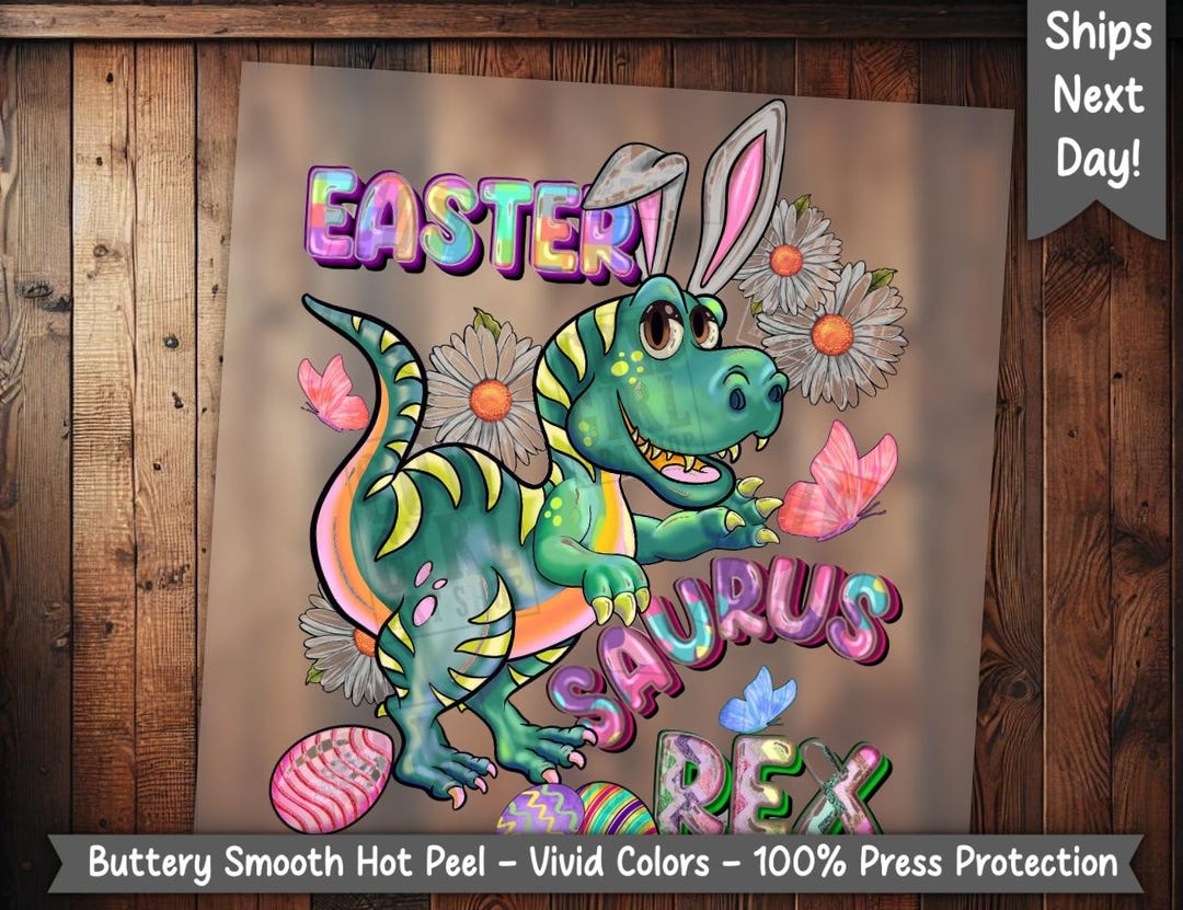 Easter Saurus Rex T Rex Dinosaur Shirt Design DIY Tee Heat Transfer for ...