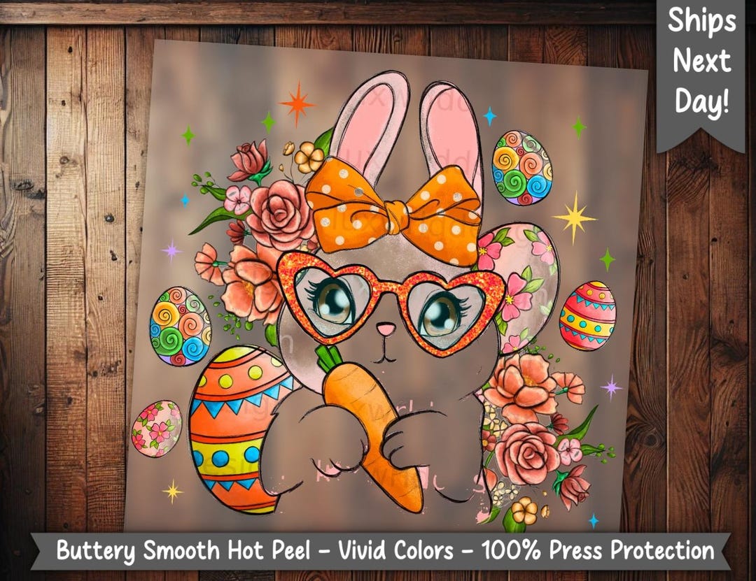 Cute Easter Bunny Heat Transfer Design Happy Easter Day Ready to Press ...