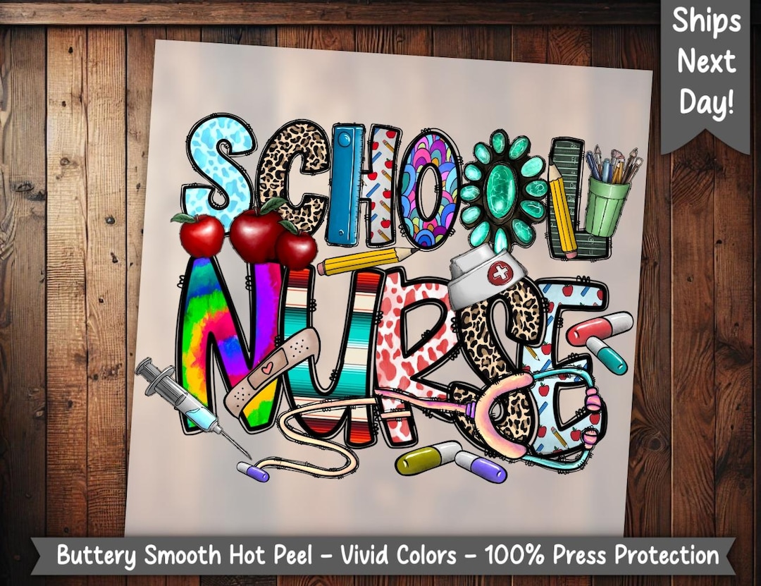 Western Style School Nurse and Teacher Heat Transfer Design, Ready to ...