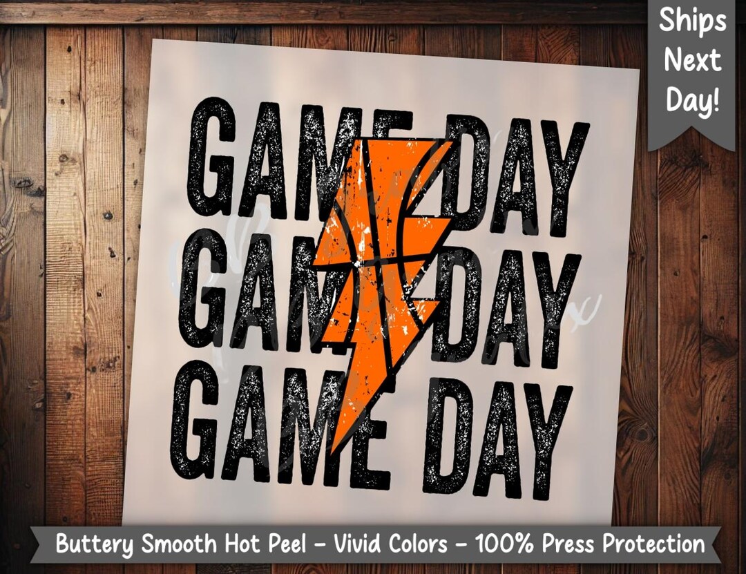 Game Day Basketball T Shirt Design With Distressed Lightning Bolt - Etsy