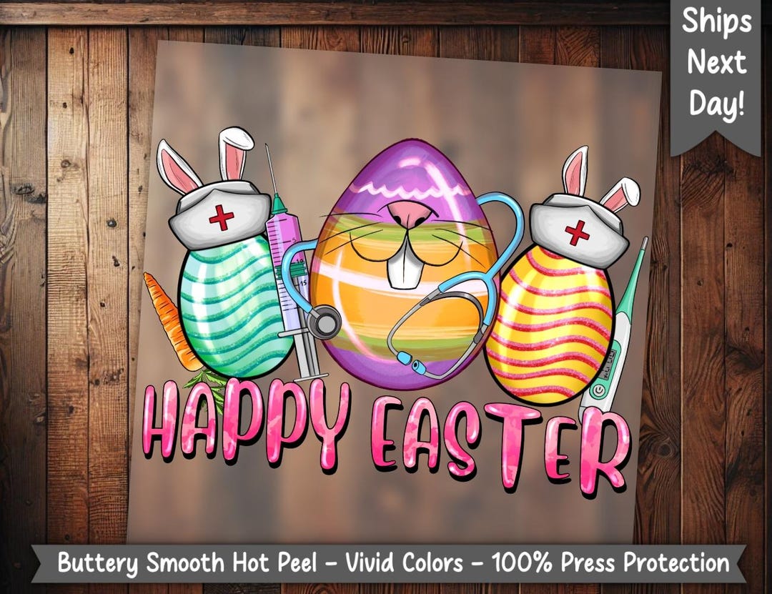 Happy Easter Nurse Eggs Heat Transfer Design Nurse Themed Easter Decor ...