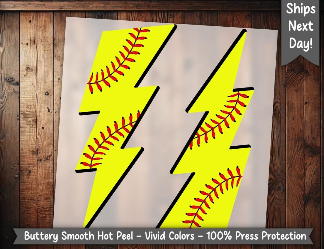 Softball Lightning Bolt Design Distressed Tee Graphic Heat Transfer ...