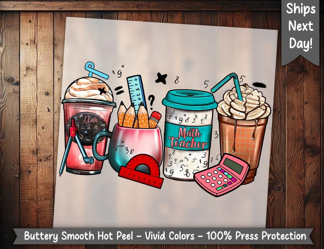 Math Teacher Coffee Cup Design for Teachers Day Ready to Press Heat ...