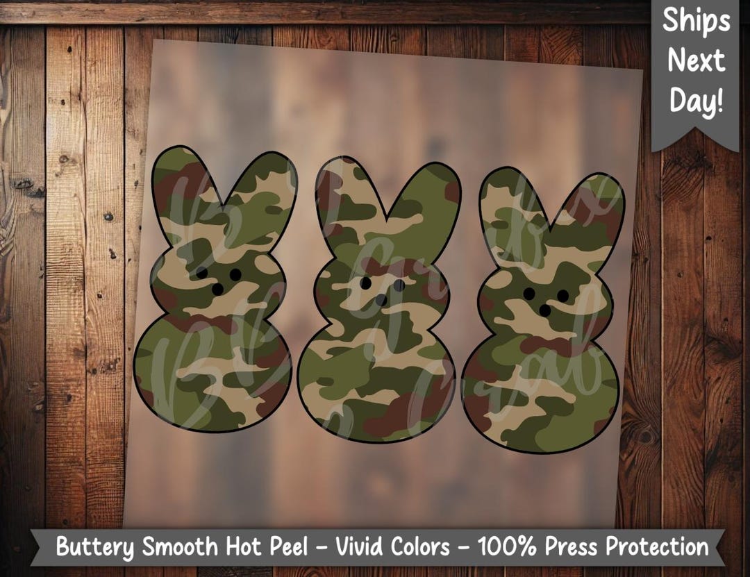 Army Camo Bunny Trio Easter Boys Ready to Press DTF Transfer Festive ...