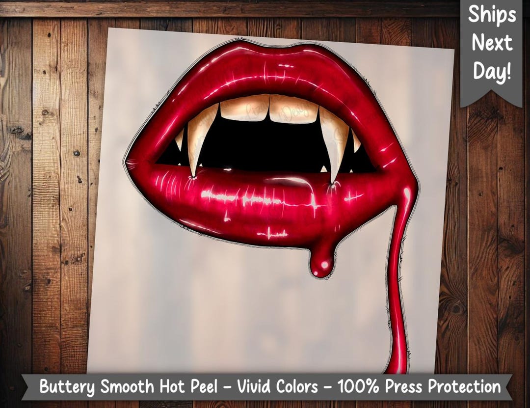 Vampire Lips Halloween DTF Heat Transfer Red Lip Design - Etsy