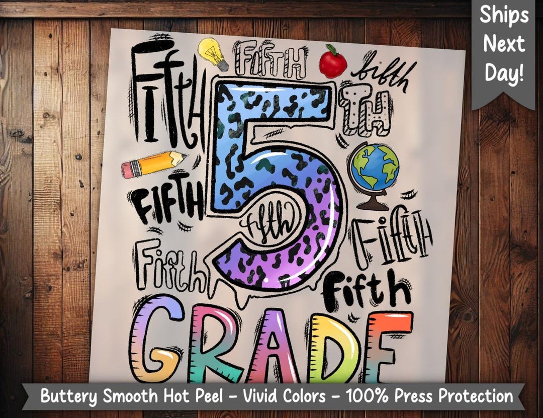 Back to School Fifth Grade Ready to Press T Shirt Design, Craft ...
