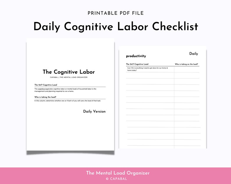 Cognitive Labor Daily Checklist Daily Mental Load Organizer - Etsy