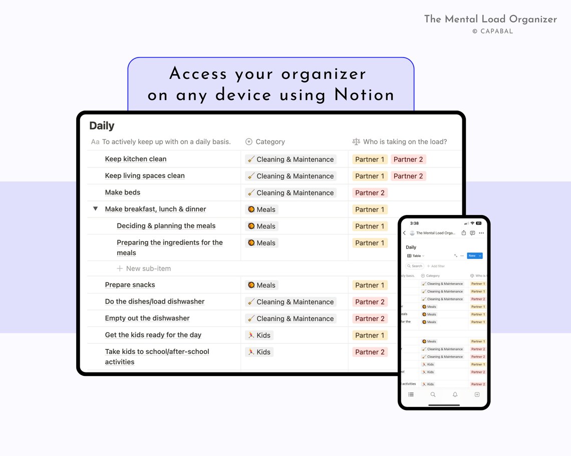 Mental Load Organizer Home Management Planner Family - Etsy