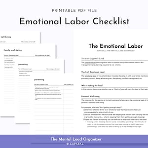 Emotional Labor Checklist, Mental Load Organizer, Household Organizer ...