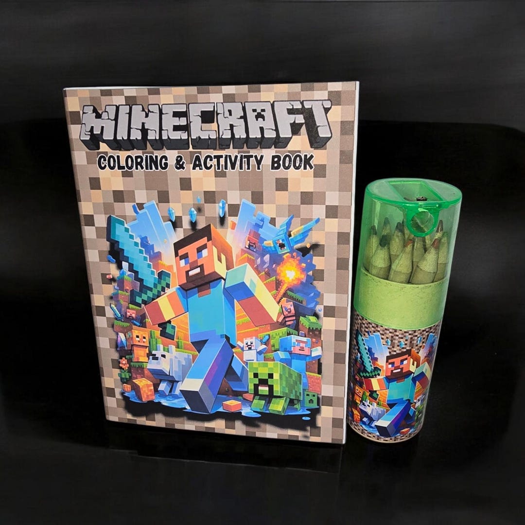 Minecraft Coloring Book & Color Pencils - Etsy