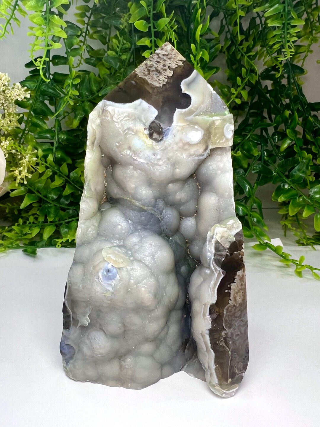 Botryoidal Volcano Agate Crystal Tower / Large Statement Tower / UV ...