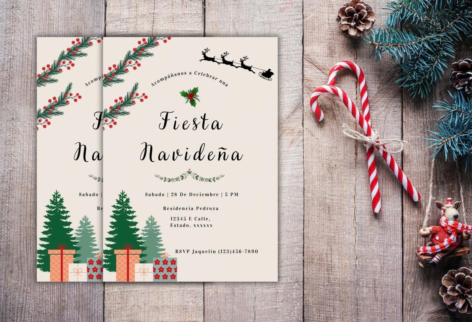 Invitación De Fiesta Navideña, Fiesta De Navidad, Feliz Navidad Invitación Printable Christmas ...