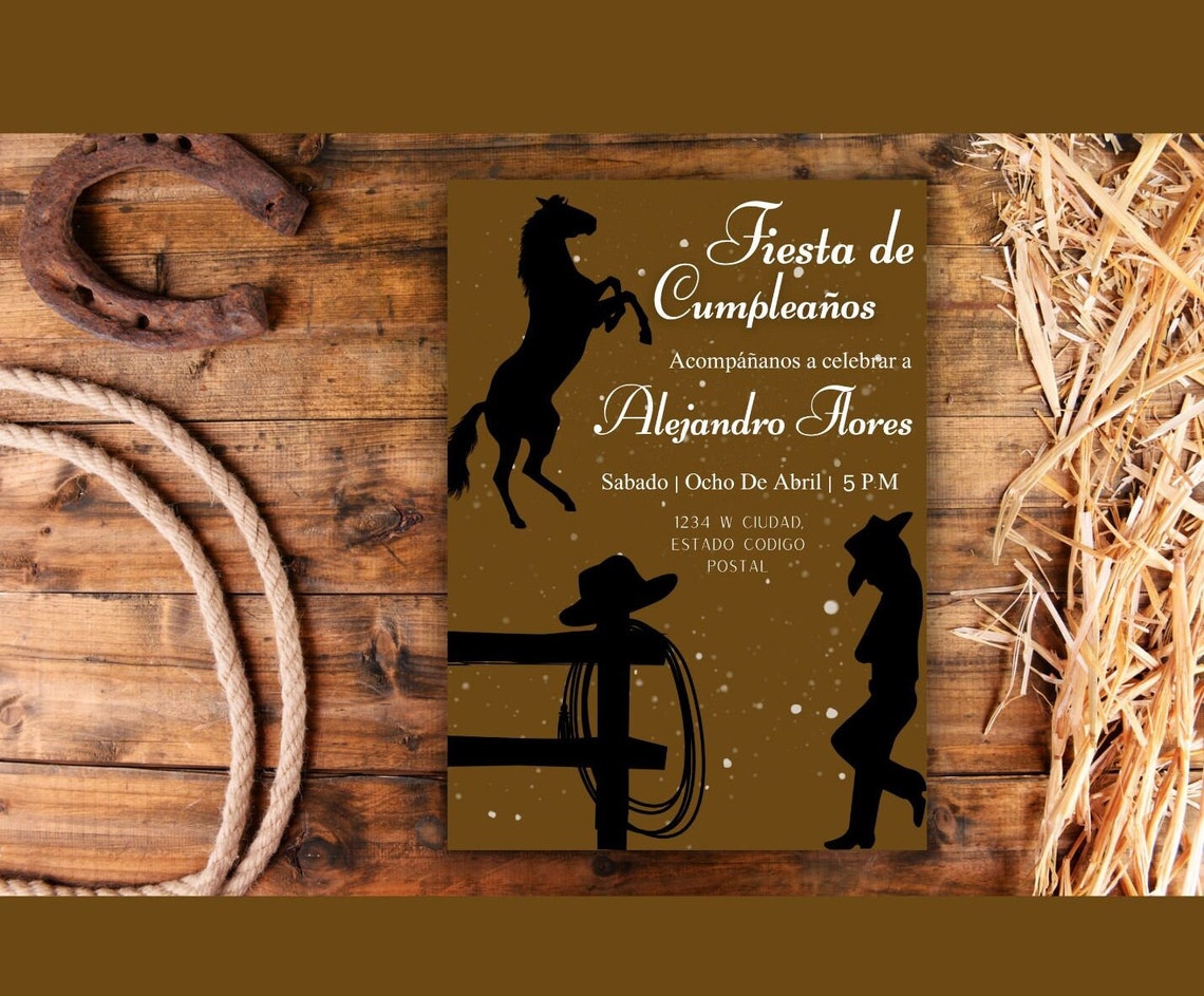 Editable Cowboy Invitation| Digital Download Invitation| Spanish Cowboy ...