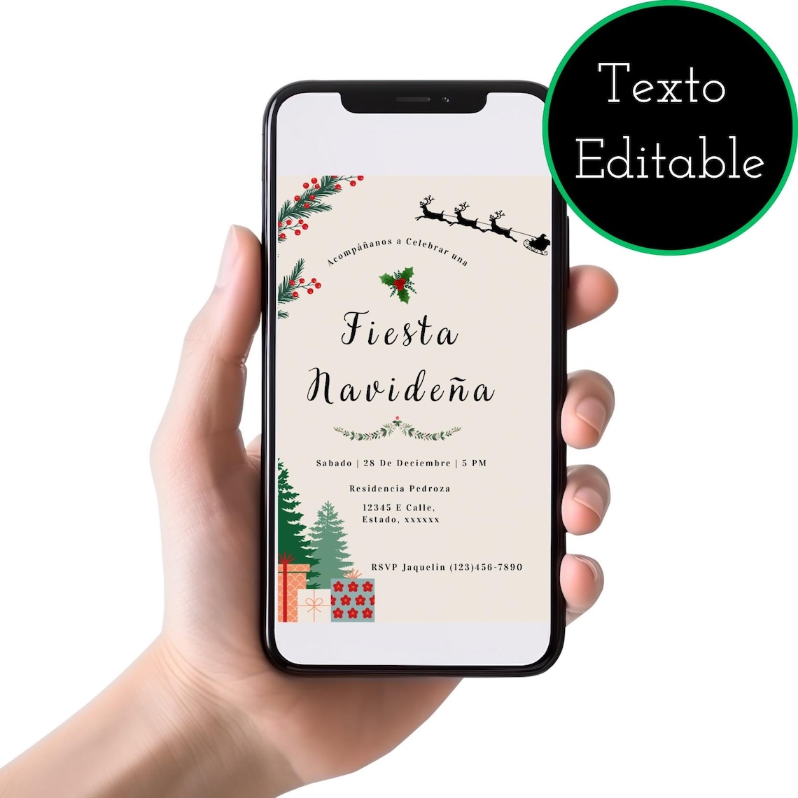 Invitación De Fiesta Navideña, Fiesta De Navidad, Feliz Navidad Invitación Printable Christmas ...